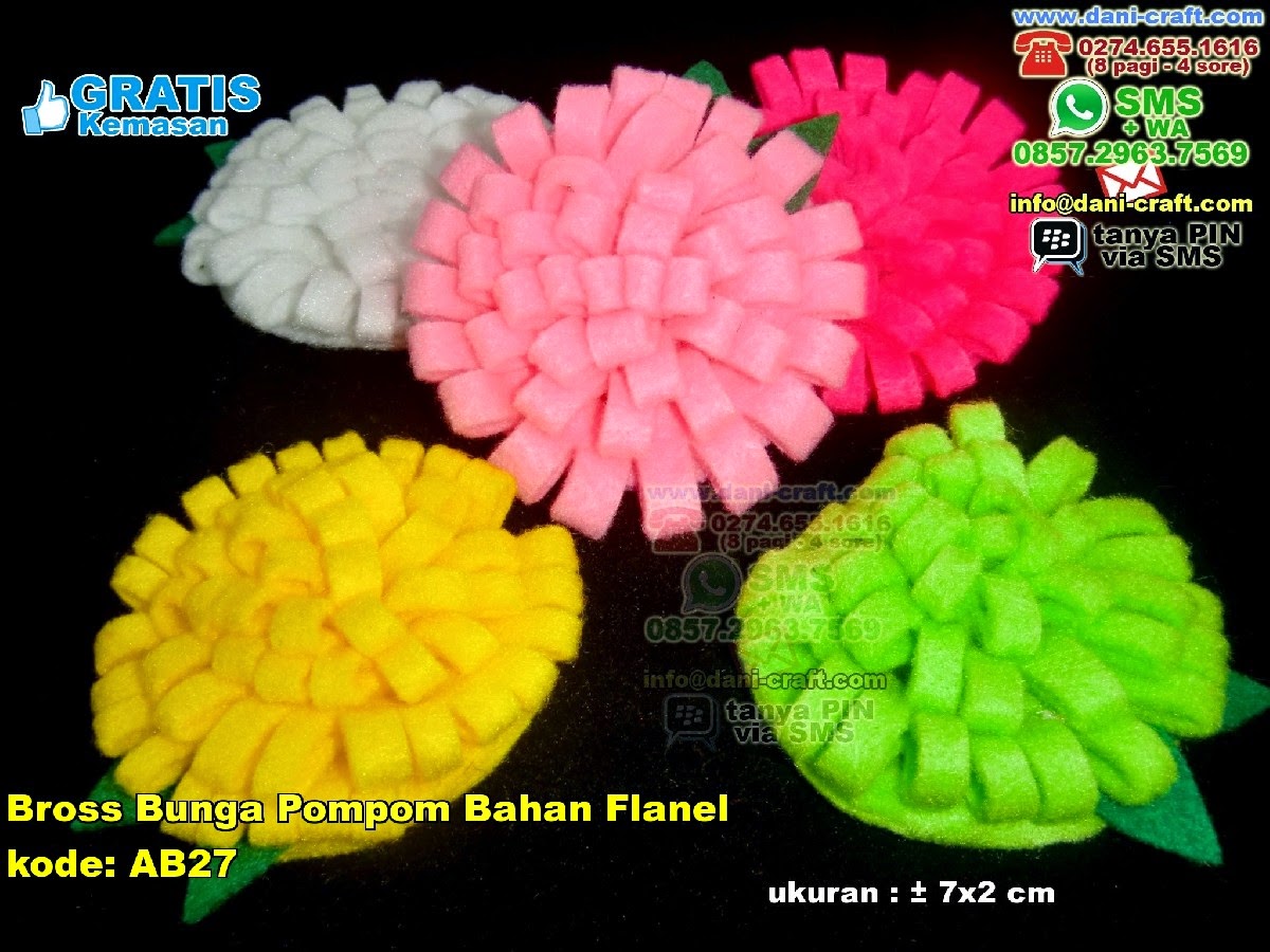 Bros Bunga Pom-pom bahan Flanel | Souvenir Pernikahan