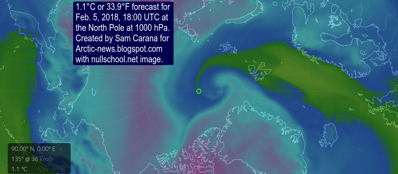 Arctic News: North Pole forecast to be above freezing on Feb 5, 2018