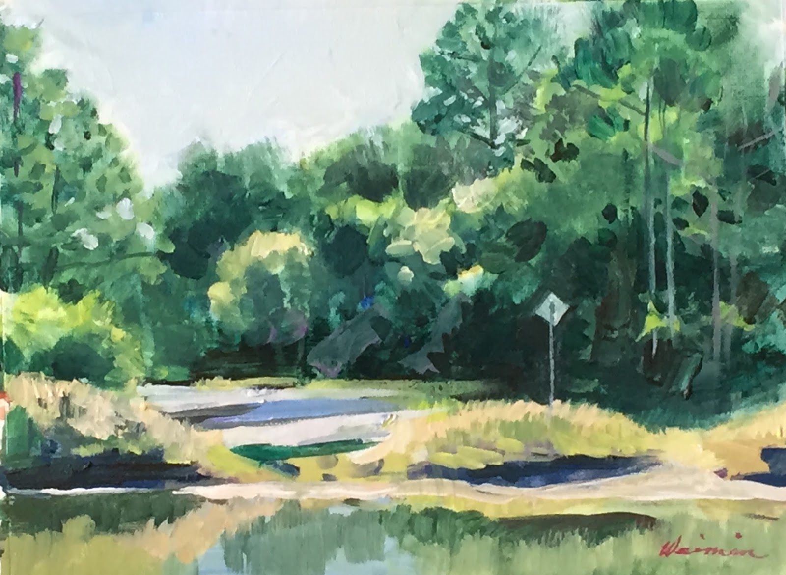 Weimin Mo - Artist of Sunshine: En Plein Air: Road End (Acrylic, 9 x 12)
