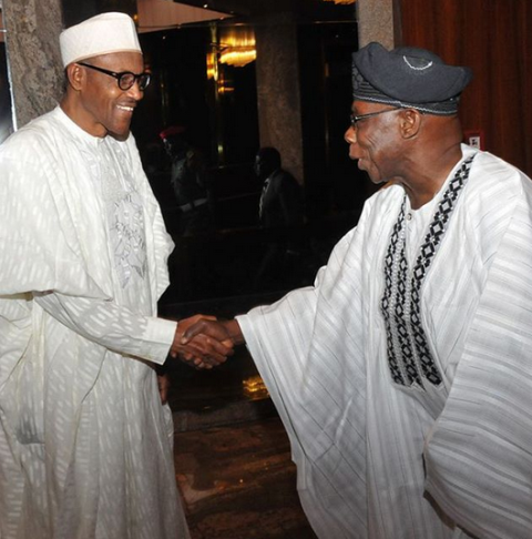 Photo: Obasanjo visits Buhari in Aso Rock