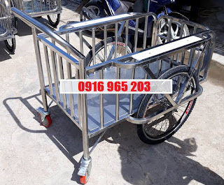 Xe thu gom rác inox 2 bánh hơi, xe rác inox tại tp hcm - Thiết bị y tế