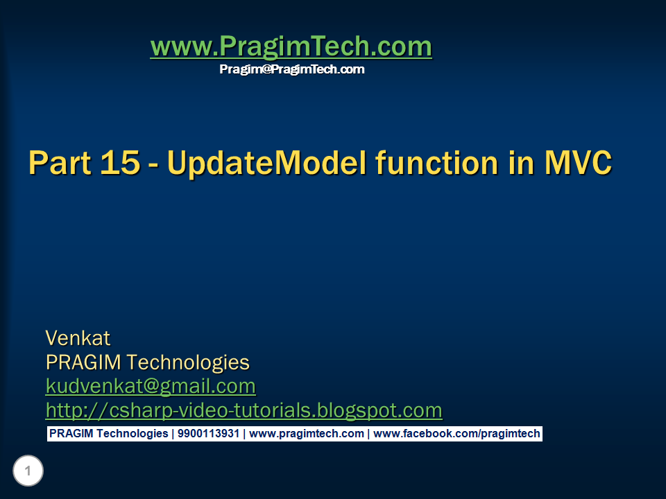 Sql Server Net And C Video Tutorial Part 15 Update Model Function In Mvc
