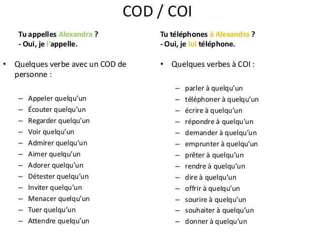 Français1Bto: COD / COI