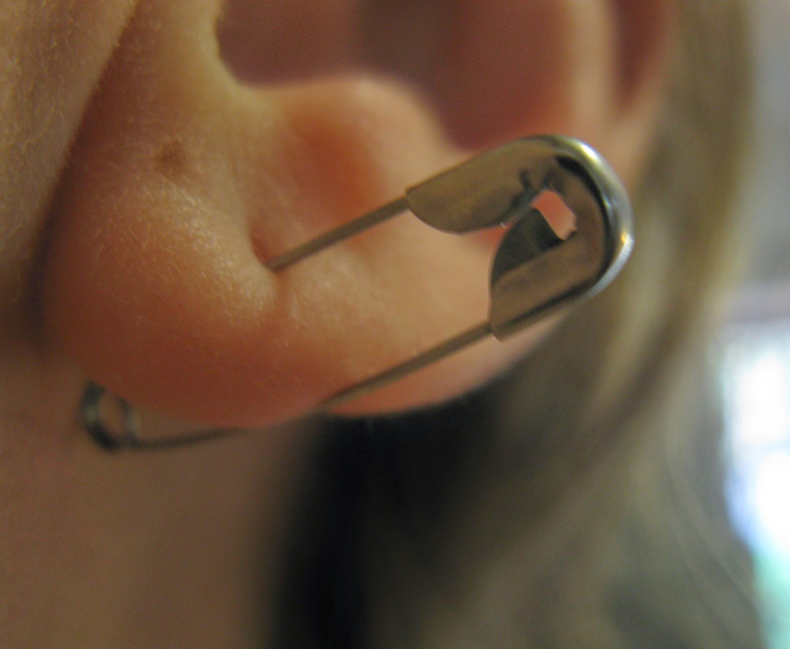 Glue and Random Objects: Safety Pin Earrings