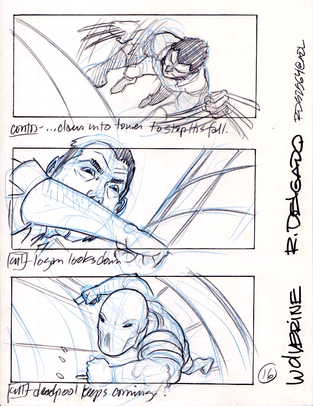 Ricardo Delgado's blog: Wolverine/Deadpool storyboard part 1