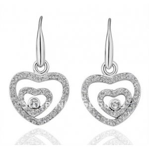 Anting Emas Putih Dobel Love Kristal | galery perhiasan