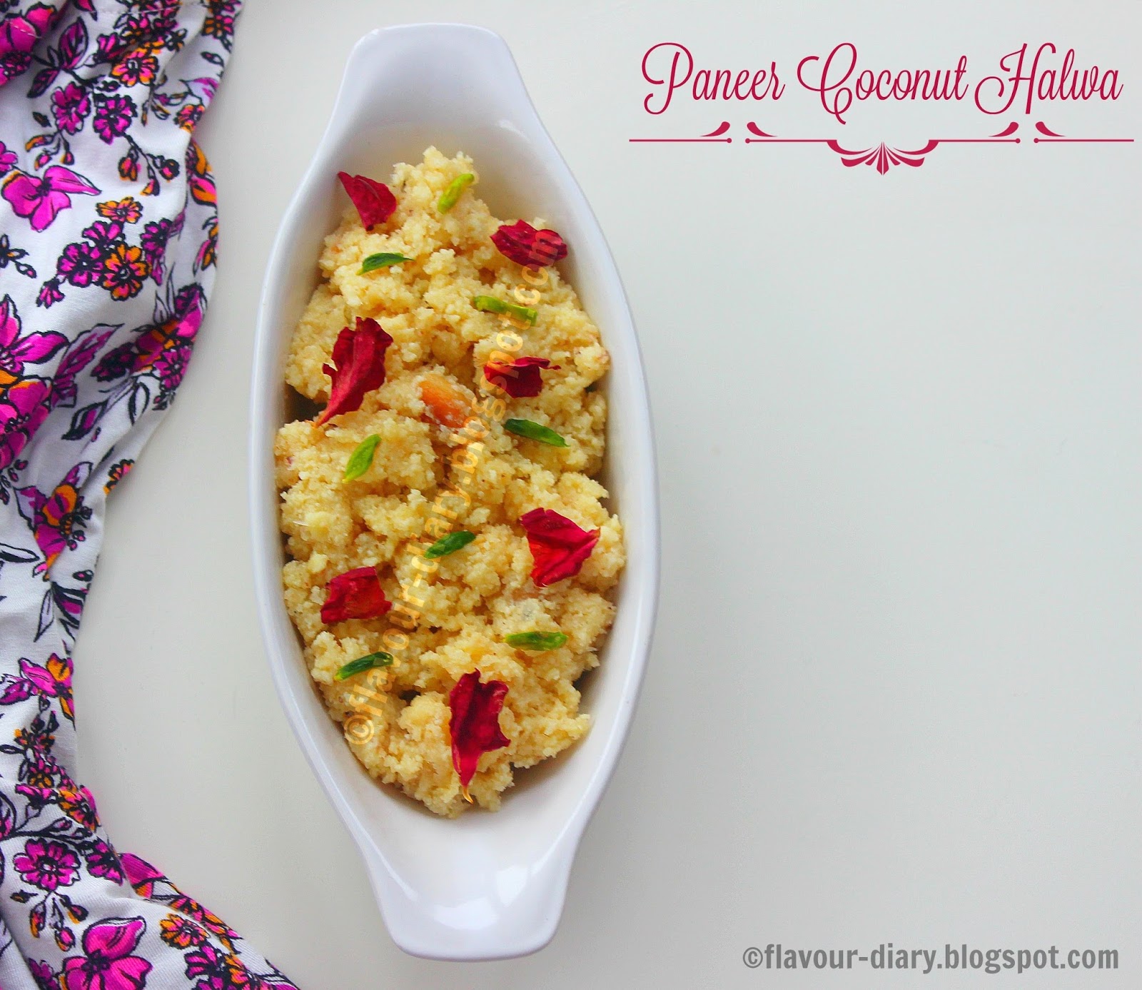 Flavour Diary: Paneer Coconut Halwa Recipes | Cottage Cheese Coconut ...