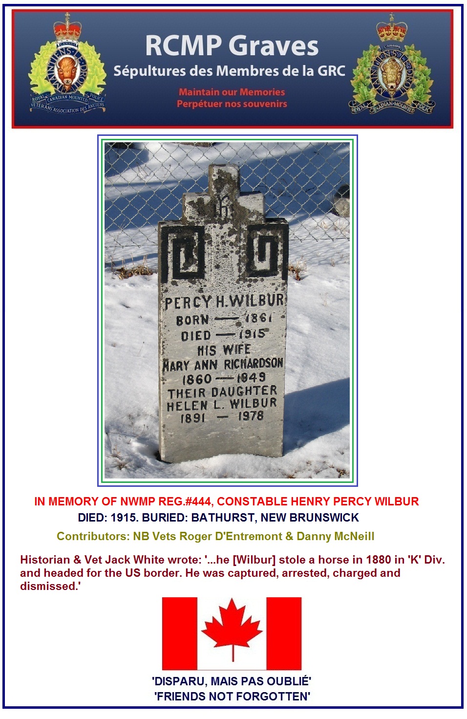 RCMP/GRC Grave Discovery & Information Website: www.rcmpgraves.com: In ...