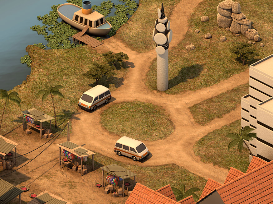 Artwork of Edmund Aubrey: 3d Lesson 16 - Isometic Scene creation