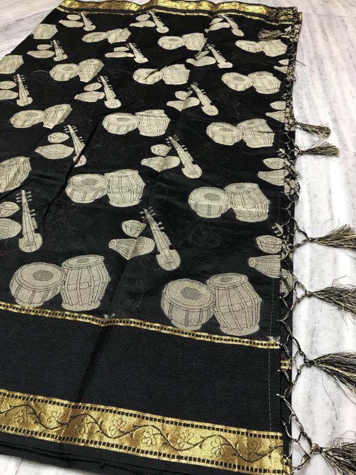 Banarasi cotton silk tabla saree with zari buti white blouse |online ...