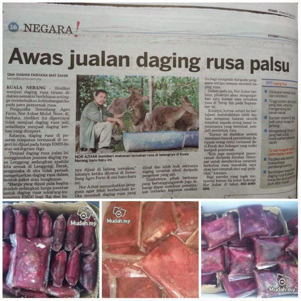Agropelancongan Rusa Rantau Panjang Kelantan: DAGING RUSA PALSU adalah ...