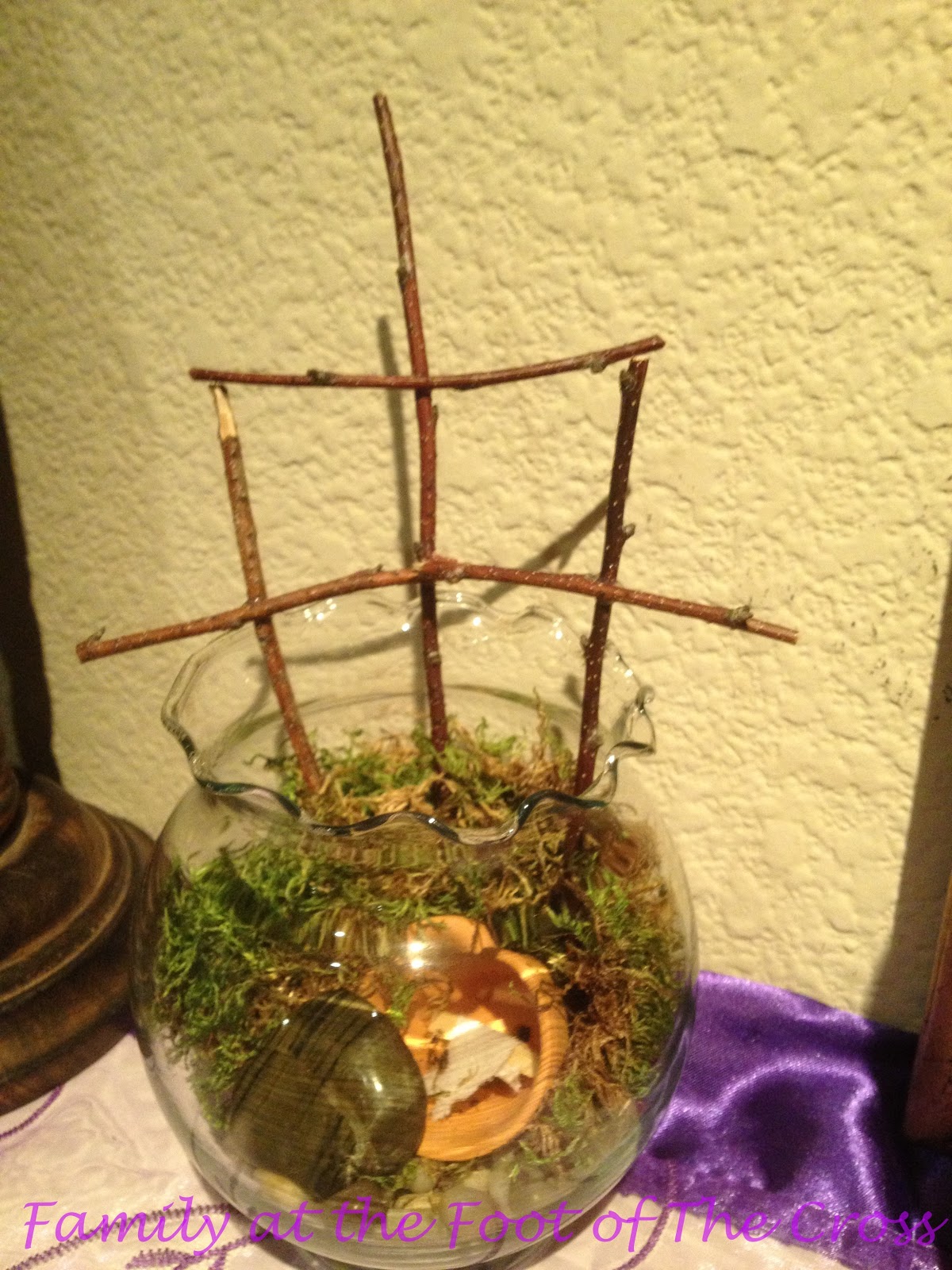 Family At The Foot Of The Cross: Resurrection Tomb Terrarium