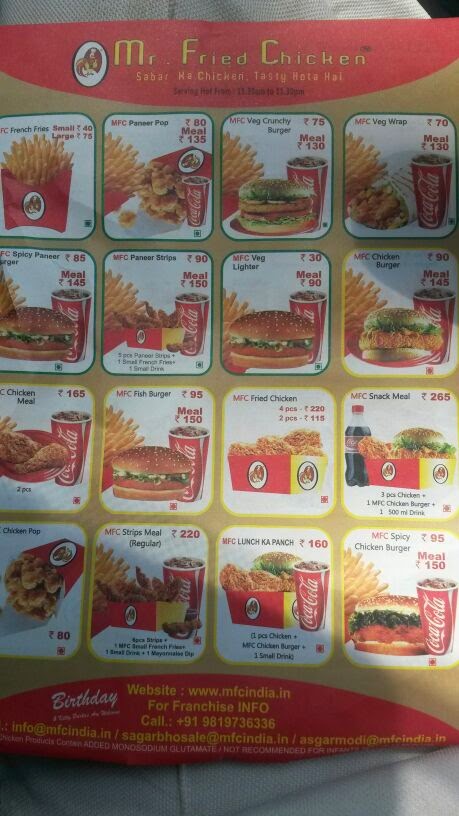 Menu Card | MFC Mr.Fried Chicken