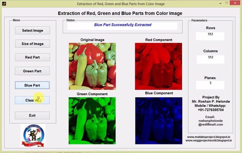 Extraction of Red, Green and Blue Color from Color Images Matlab Project with Source Code ...
