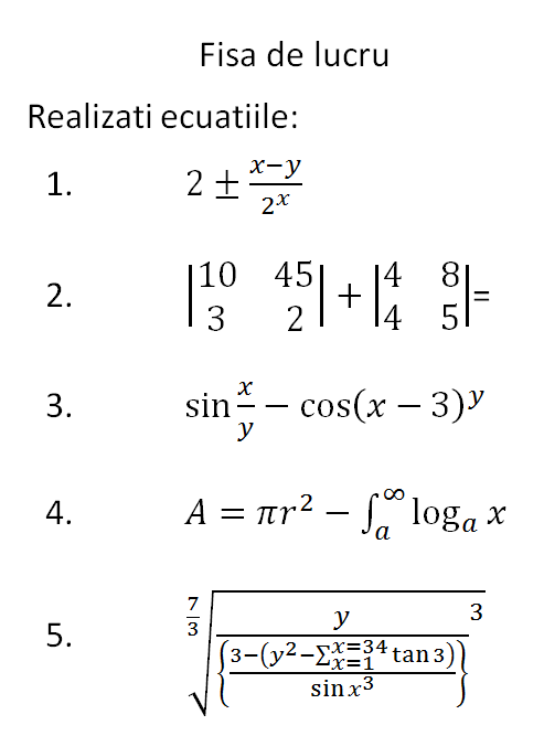 lectieticinfo: Fise de lucru Ecuatii matematice si simboluri in word