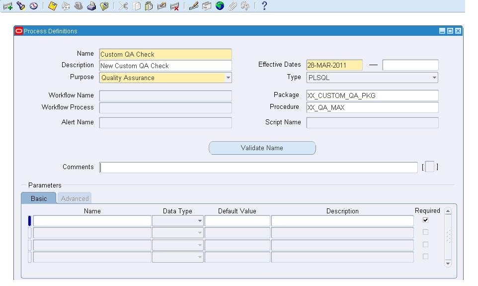 Oracle Applications: Custom QA Check for Service Contracts