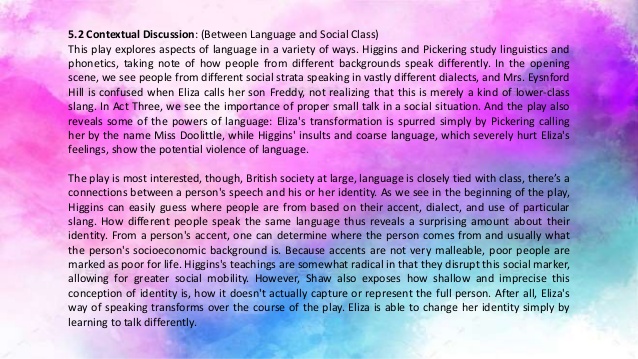 English Literature : Pygmalion complete Analysis