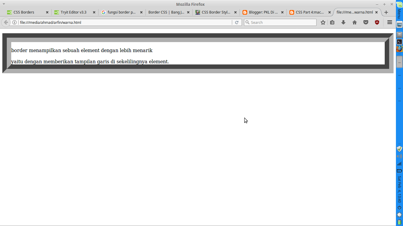 CSS Part 5 : CARA PENGGUNAAN BORDER DAN MACAM-MACAM BORDER