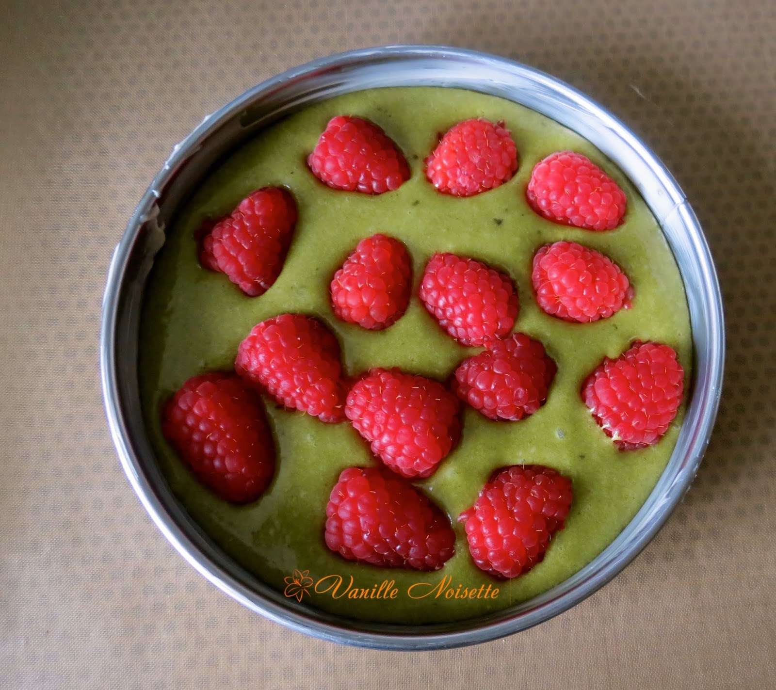 Vanille Noisette : ENTREMETS FRUITS ROUGES ET PISTACHE