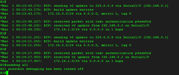 belajar cisco : Konfigurasi RIP dengan otentikasi