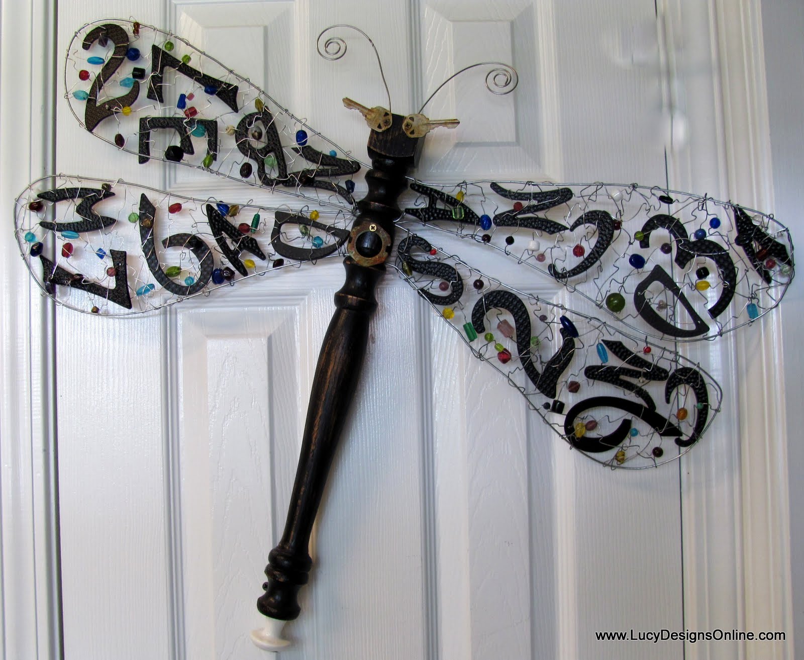 Table Leg Dragonflies with Numbers, Letters, Stars, Beads, Words and ...