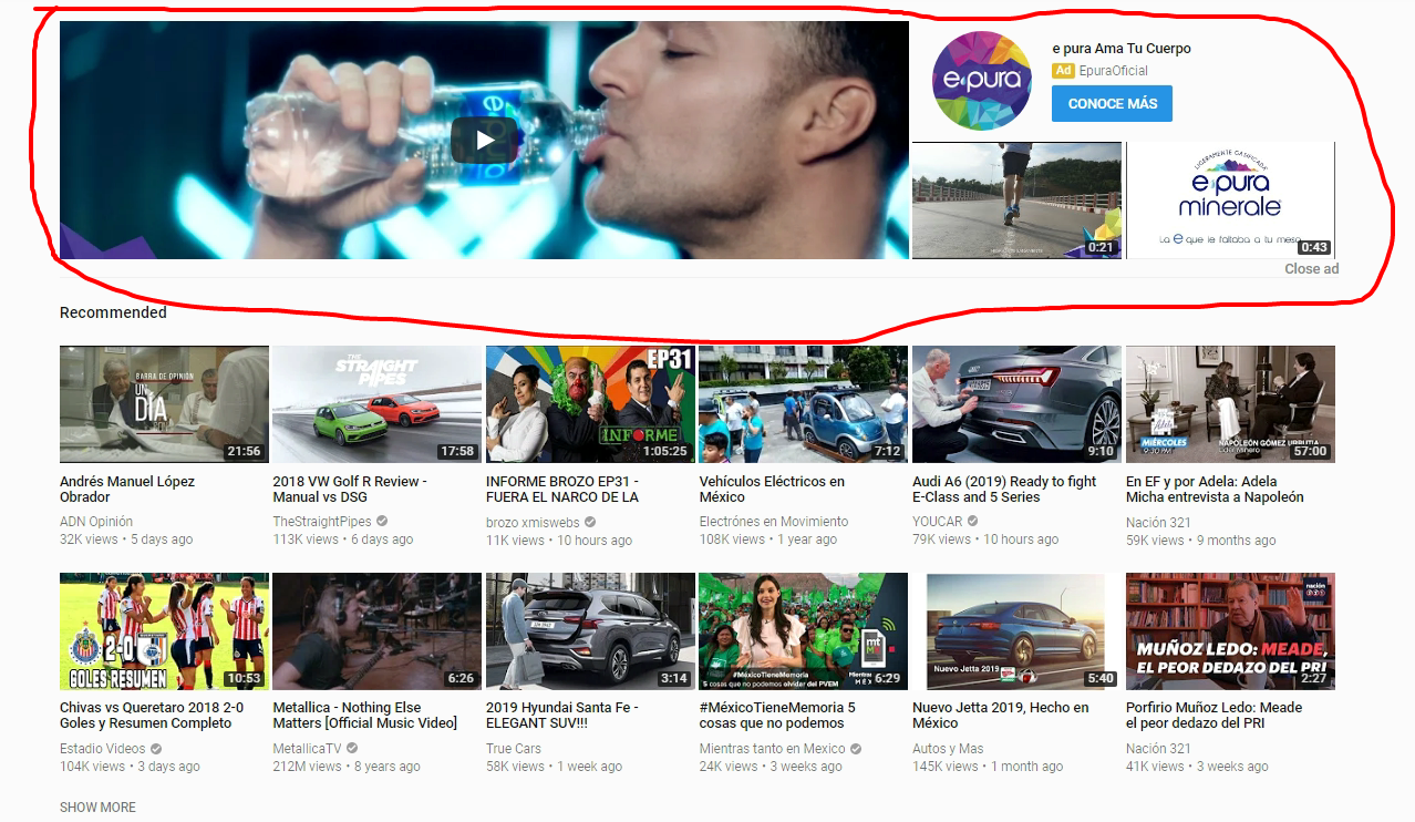 El Masthead de Youtube. Llega a 5 millones en 1 día