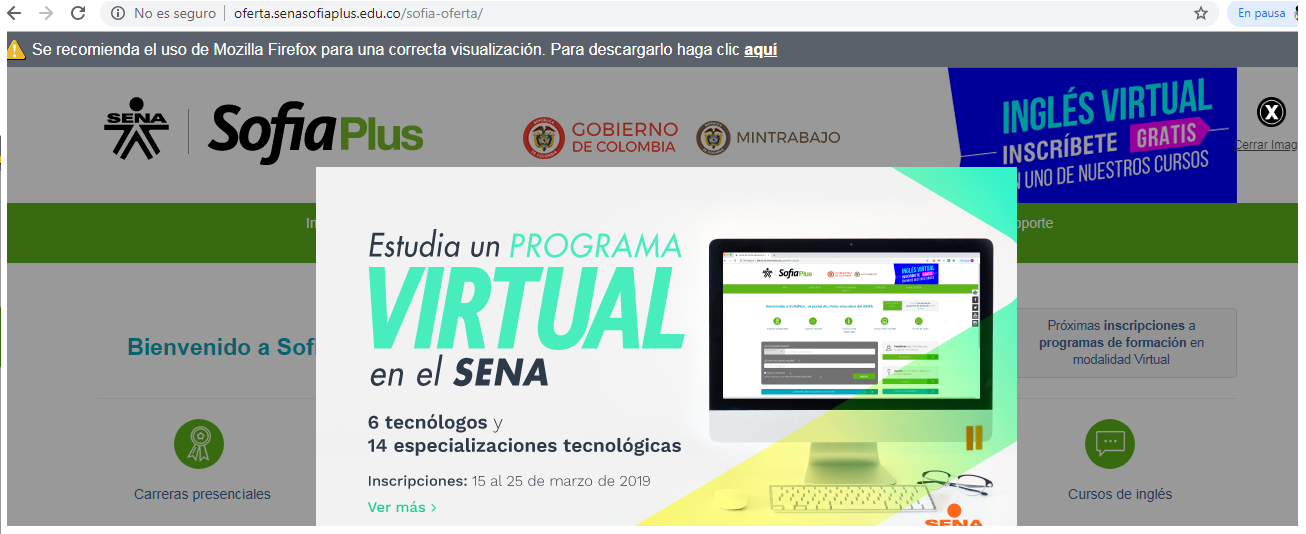 I.E. CARLOS ARTURO TORRES PEÑA : OFERTA DE TECNOLOGÍAS VIRTUALES DEL SENA
