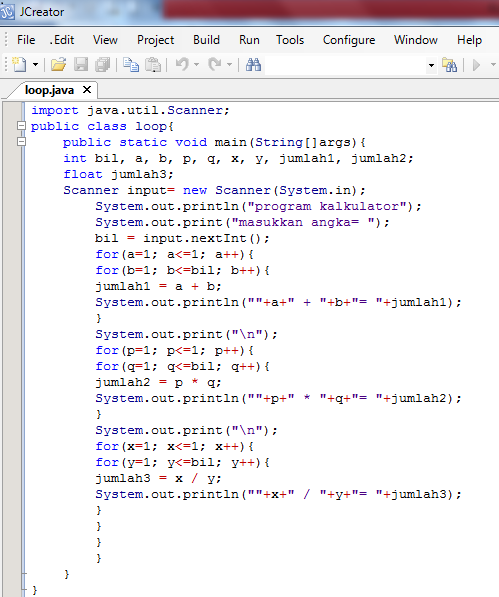 wulan sulis: Program Looping Pada Java