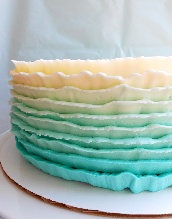 Teal Ombre Buttercream Ruffle Cake - Confessions of a Confectionista
