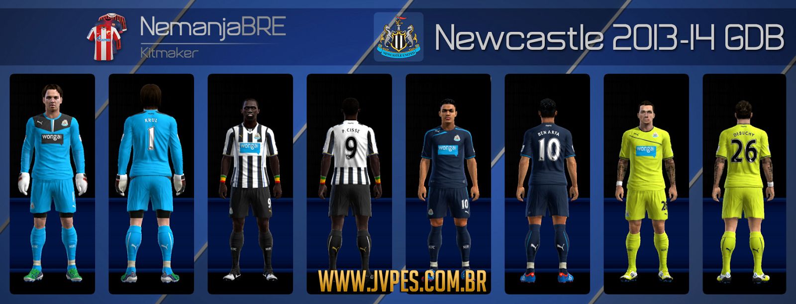 PES 2013: Kit Set Newcastle United 2013/14 GDB | Blog Teste Template JV