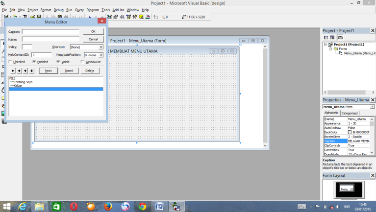 Cara Membuat Menu Utama Menggunakan Menu Editor VB - blog kibe