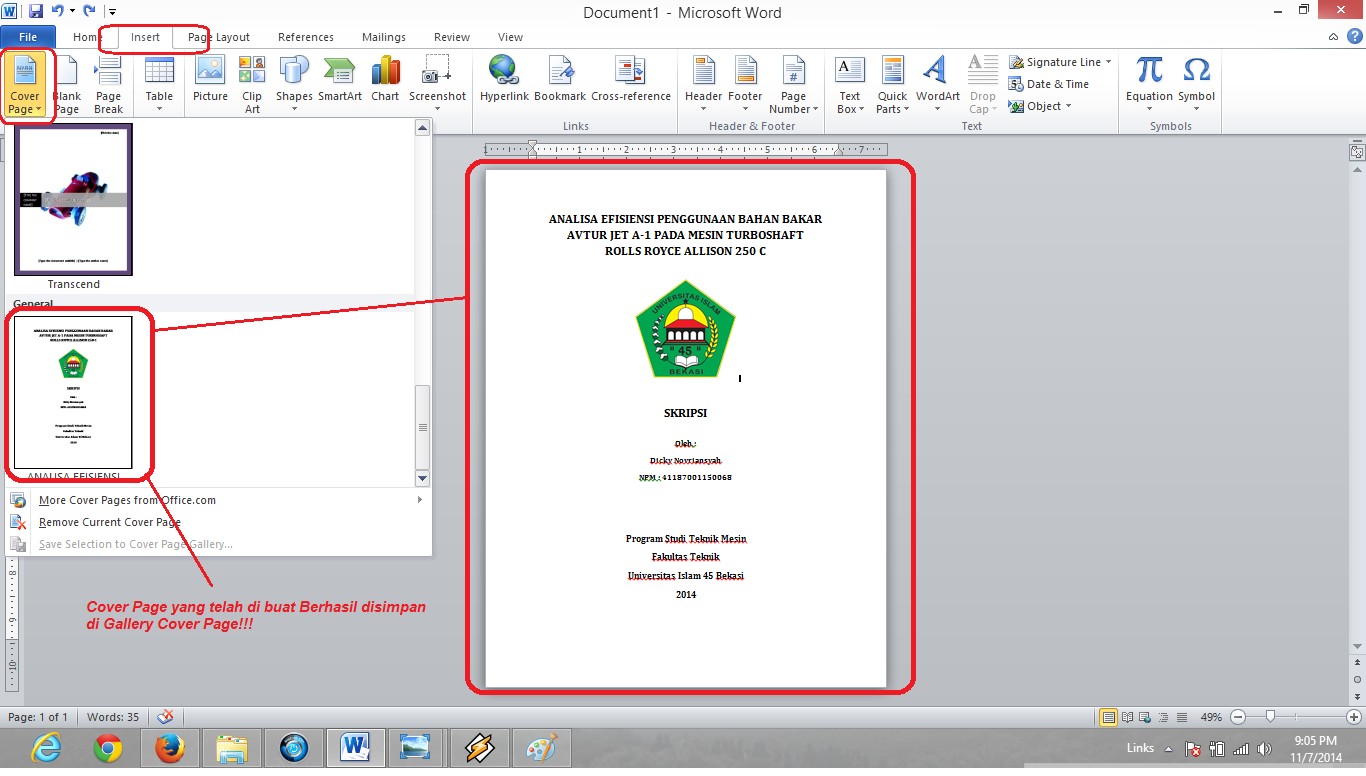 Tugas Kuliah Komputer Fatek Unisma: Cara Menambahkan Cover Page ...
