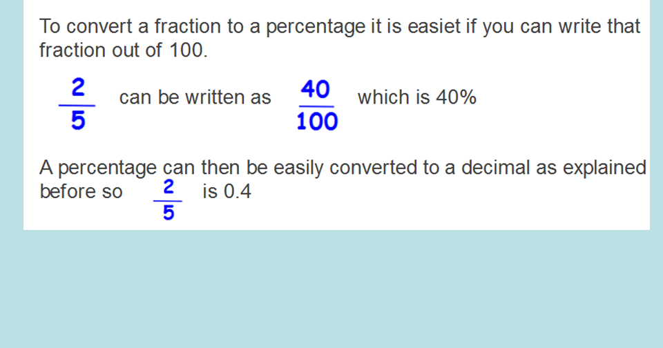 Mrs Blake - Maths: Fractions decimals and percentages - Comparing ...
