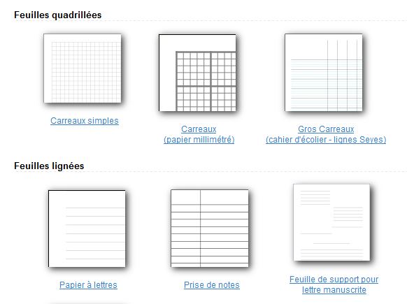 En ligne: générateurs de feuilles lignées, quadrillées... - Ressources ...