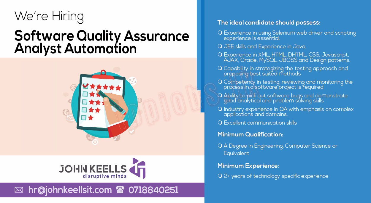 Software Quality Assurance Analyst (Automation) John Keells Computer ...