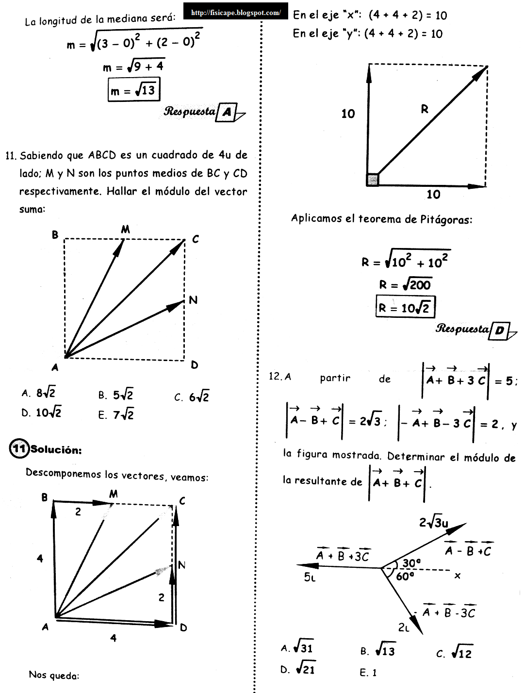 Fisica PreUniversitaria: Vectores - Ejercicios Resueltos