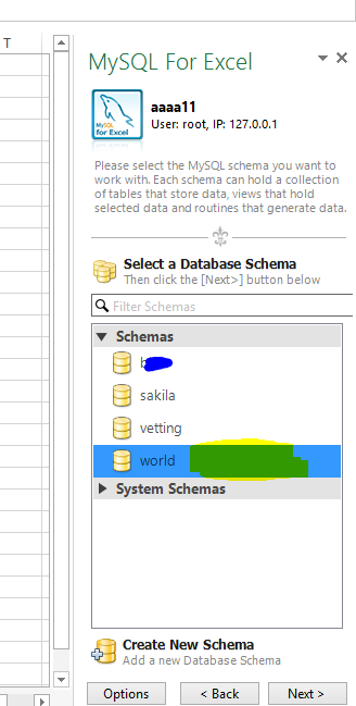MySQL Workbench and MS Excel
