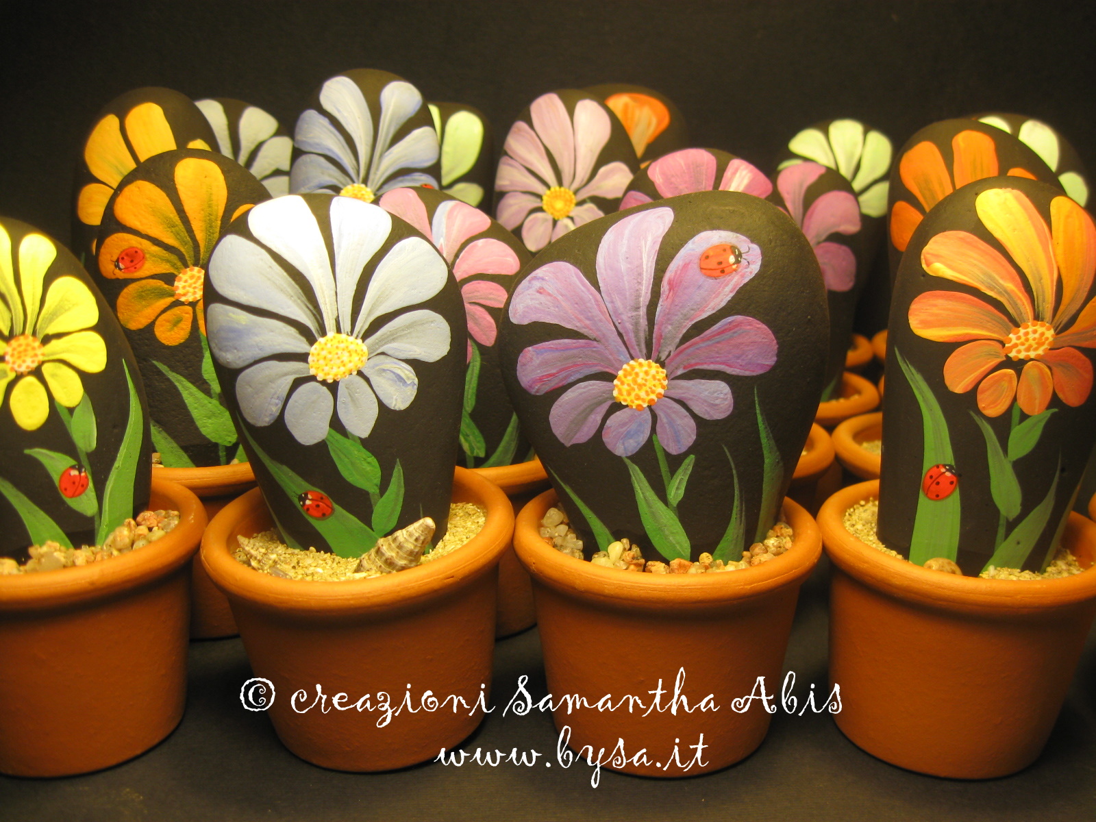 Bomboniere matrimonio: margherite colorate dipinte su sasso , in ...