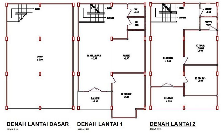 Denah dan Desain Rumah Minimalis: Bentuk Denah Ruko 2 Lantai Yang Bagus