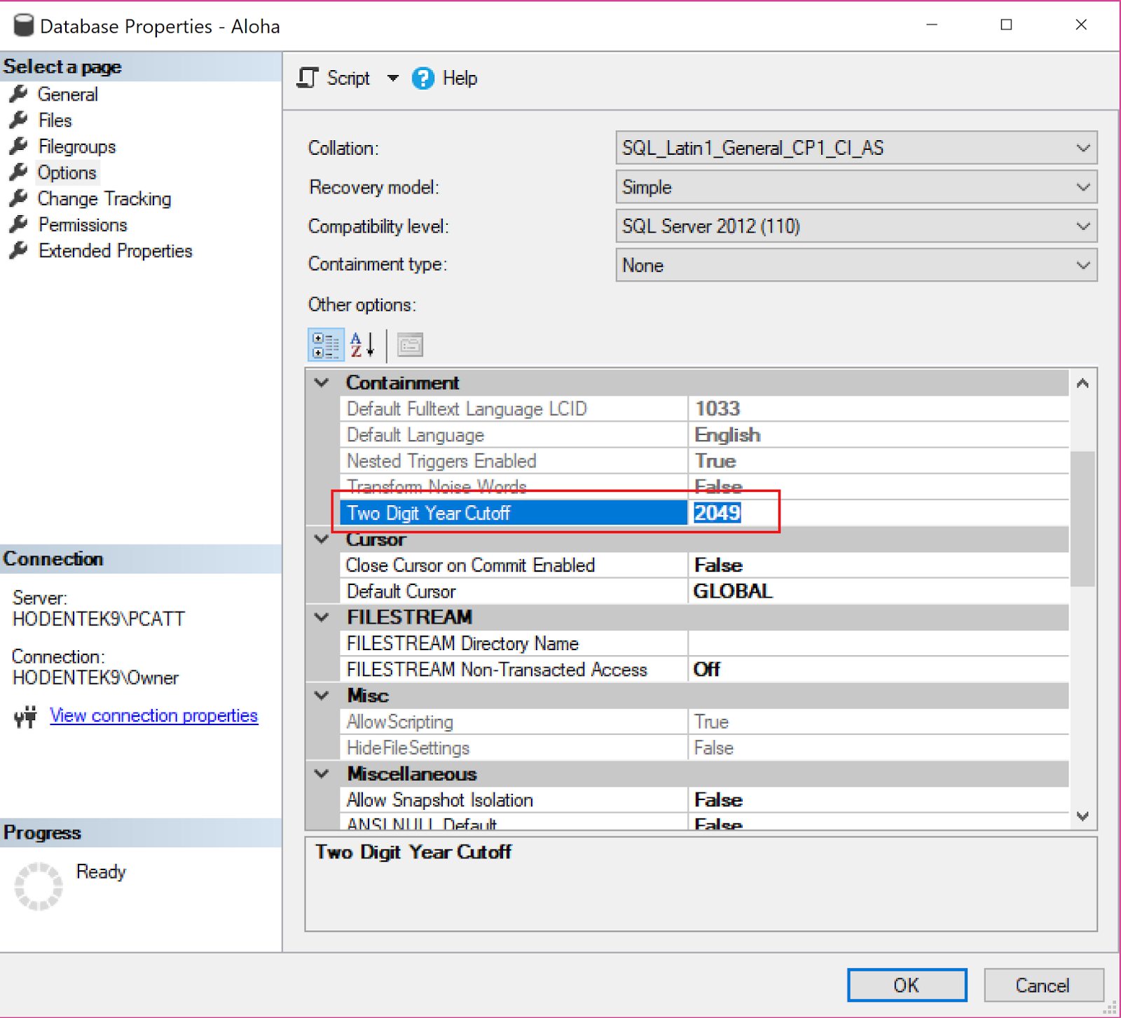 HodentekHelp: What is two digit year cutoff in SQL Server?