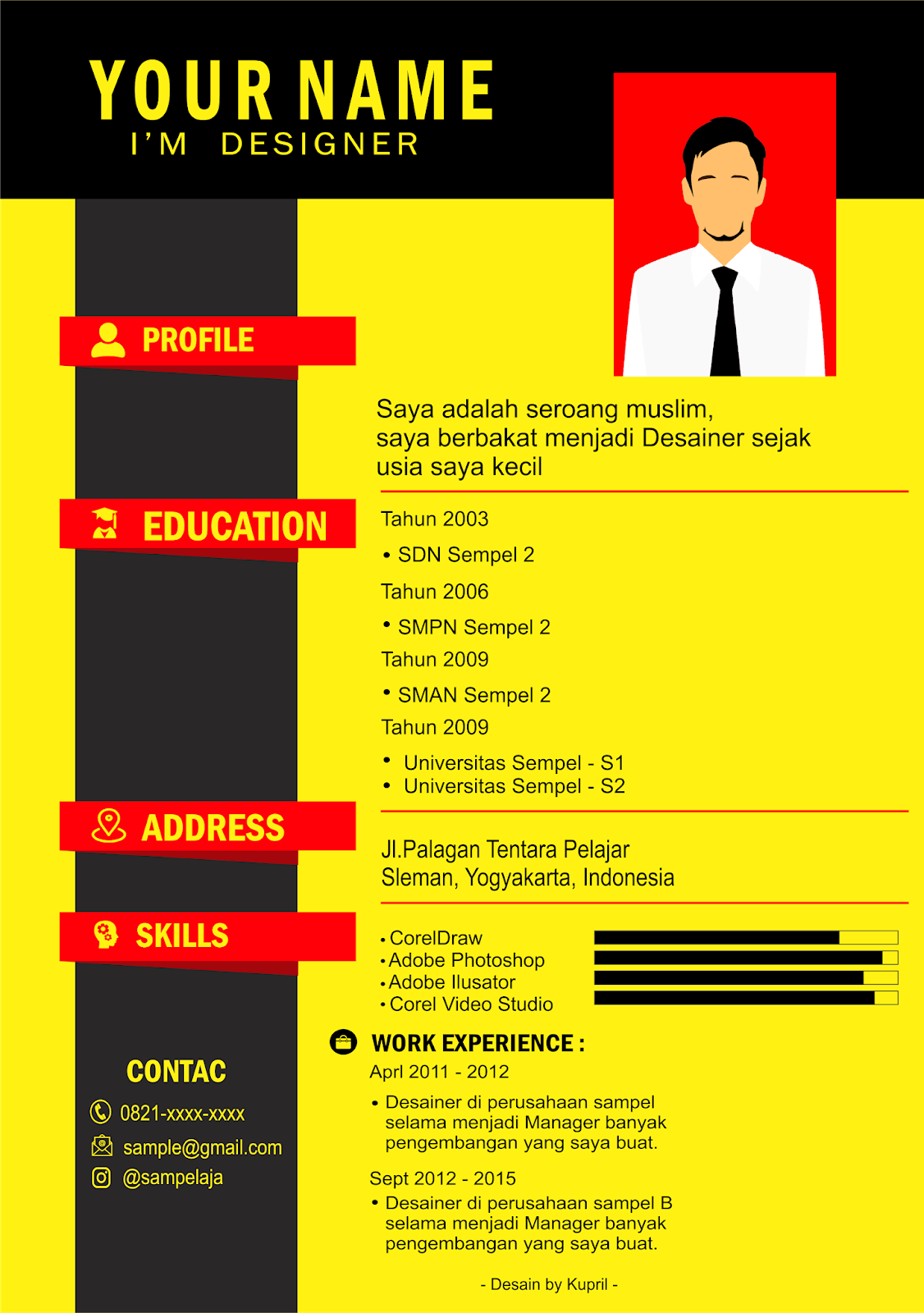 Desain CV simpel keren - Portofolio