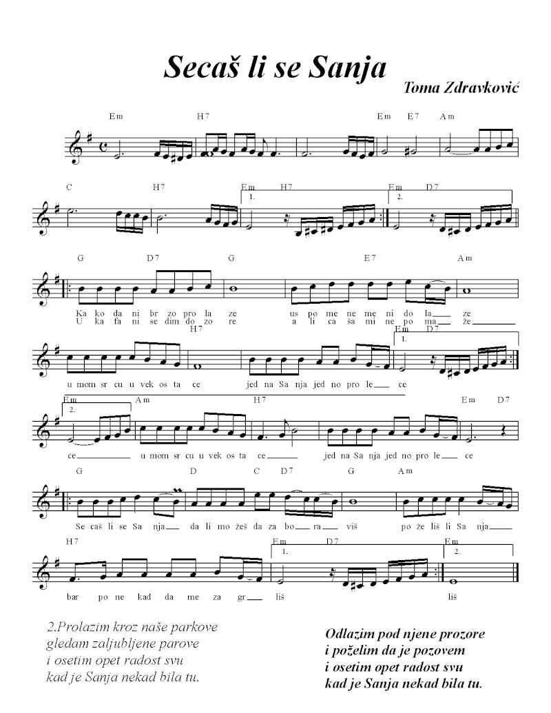 Scores for Balkan music Note za Harmoniku Violinu: Note Za Harmoniku ...