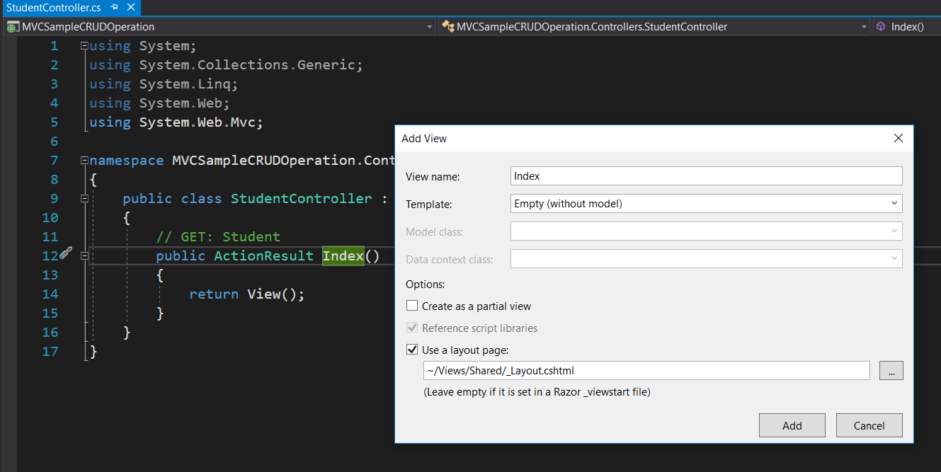 Implementing Crud Operation With Entity Framework In Mvc Part Ii Developerviewpoint