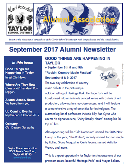 Talking Taylor Schools: ALUMNI NEWSLETTER FOR SEPTEMBER: Highlights ...
