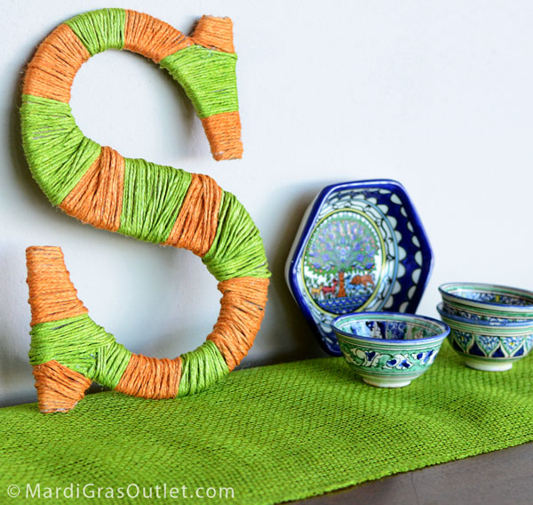 Party Ideas by Mardi Gras Outlet: Rope Wrapped Decorative Letter Tutorial