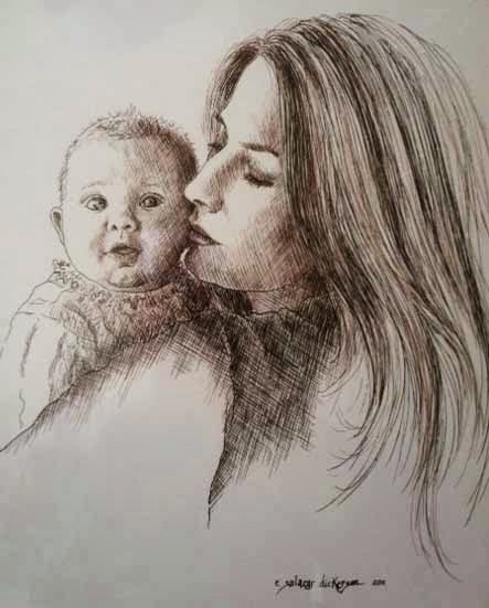 Rita Salazar Dickerson: Mother and Child: Pen and Ink Sketches