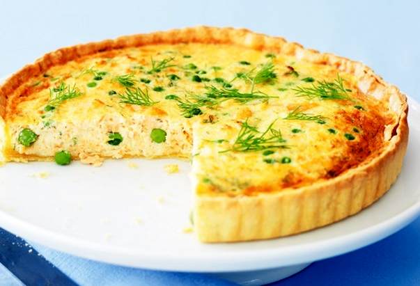 Reteta Quiche cu SOMON si mazare in crusta de aluat la cuptor