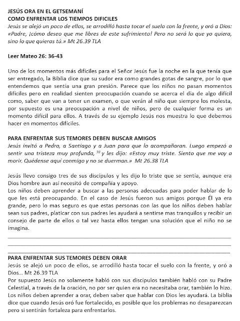JESÚS ORA EN EL GETSEMANÍ - CLASE DESCARGABLE PARA NIÑOS - - Mar de ...