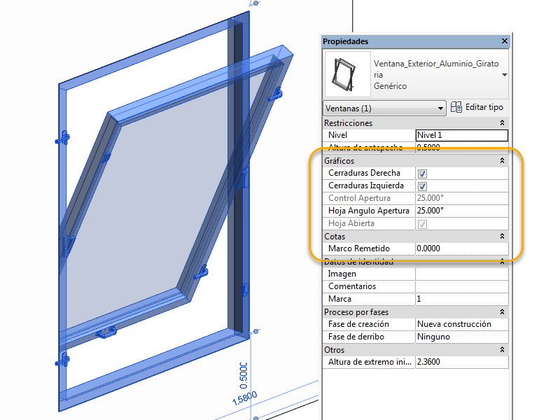 La Marmita: BIM.Revit. Familia de ventana oscilante