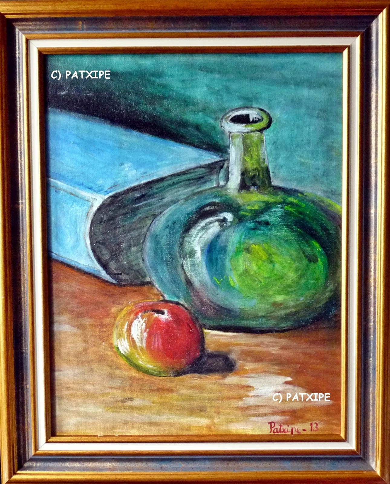 TRAZOS Y HUELLAS (Obra al óleo de Patxipe) : CUADRO: "Bodegón con libro"